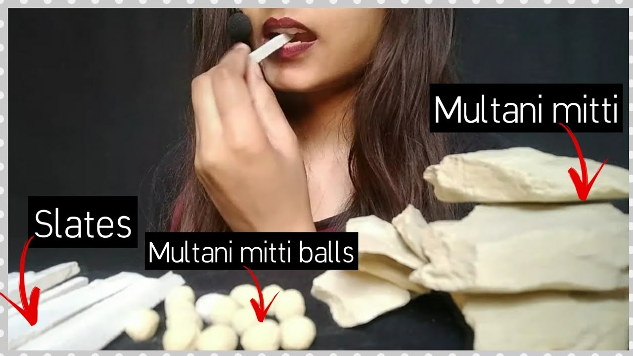 Eating "Multani mitti"+ "Slate pencil"+ "Multani balls" #slatepencil # ...