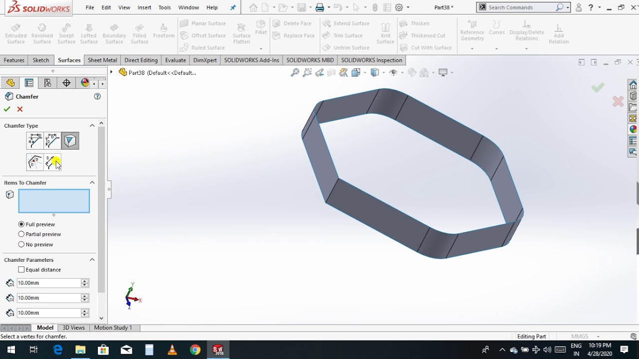 # Fillet AND Chamfer surface command | solid works | by- Krishna - YouTube