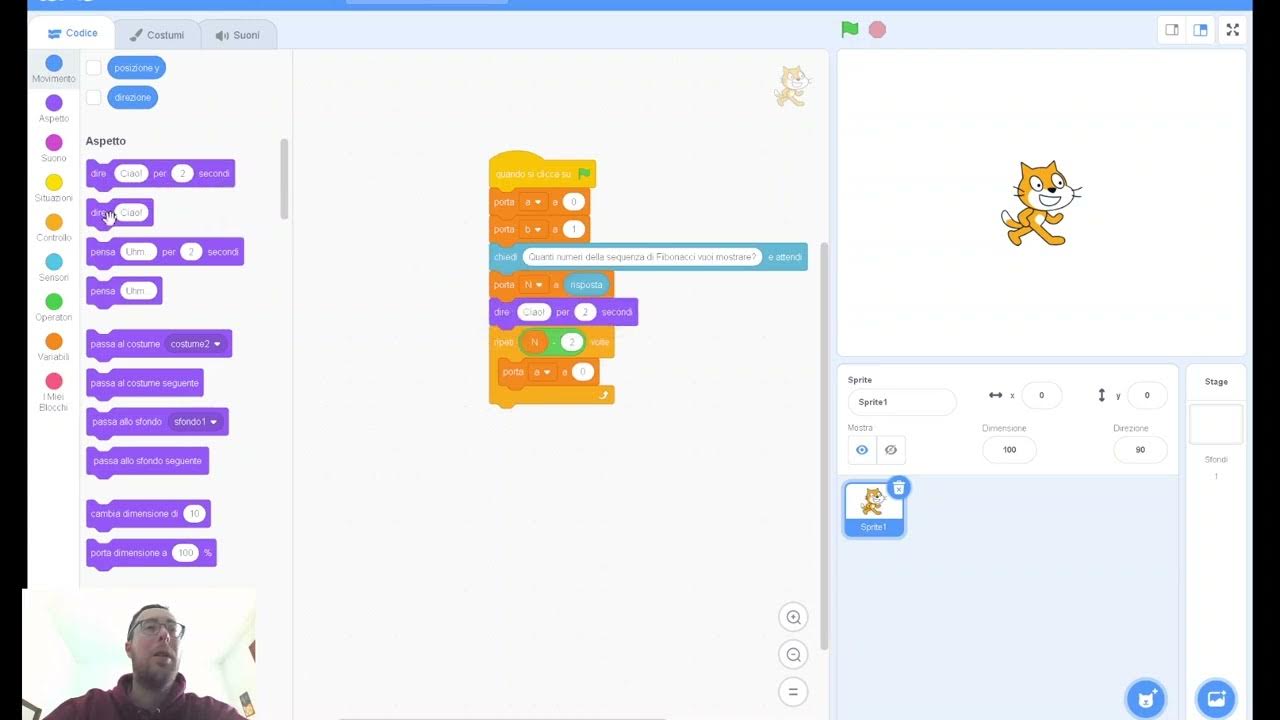 Algoritmi in Scratch 4 - iterazione sequenza fibonacci - YouTube