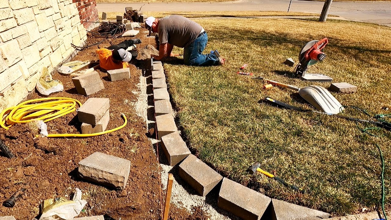 Flower Bed MAKEOVER With Retaining Wall and Irrigation Drip System ...