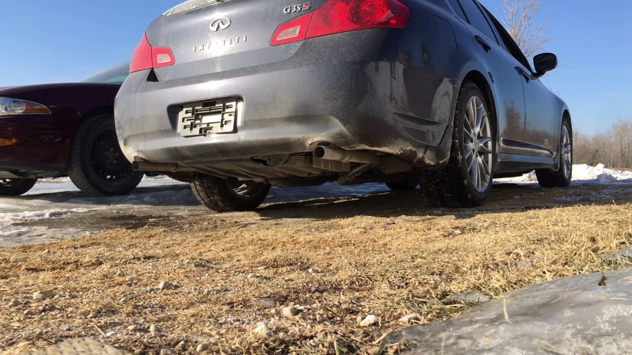 2007 Infiniti G35 Sedan Muffler Delete rev and crackle - YouTube