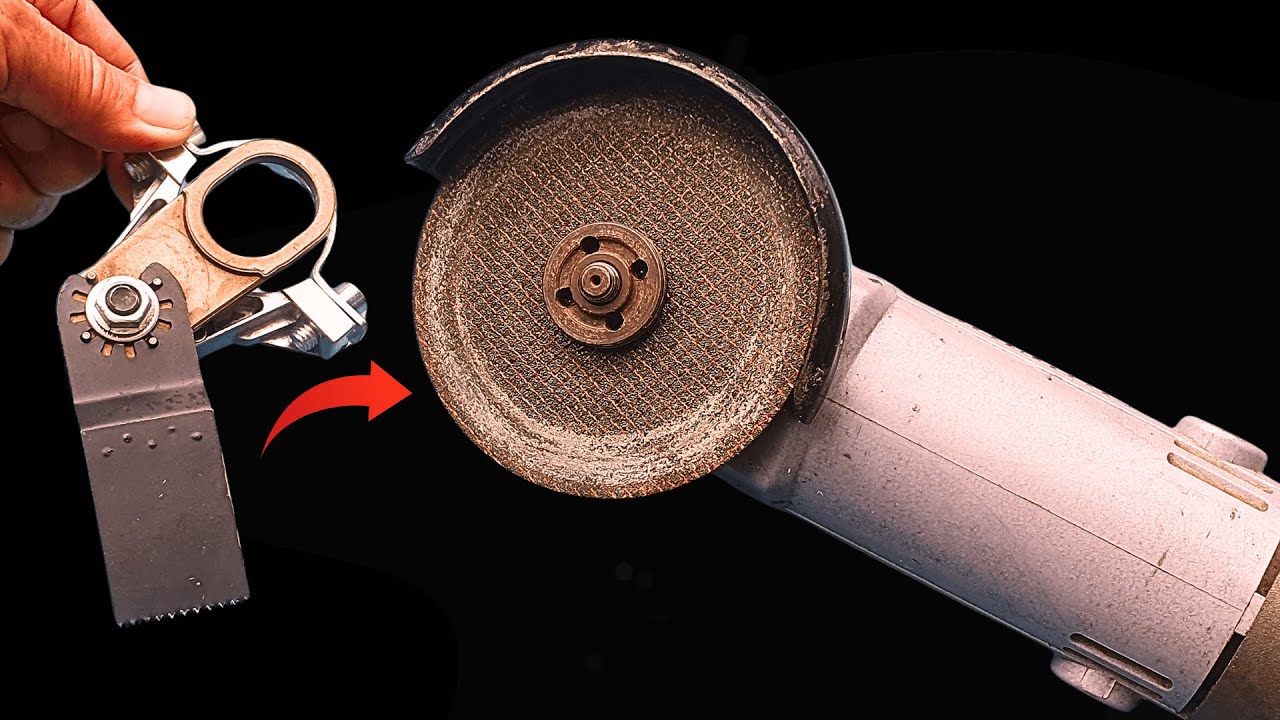 Creative idea! Attach vibrating cutting head to angle grinder - YouTube