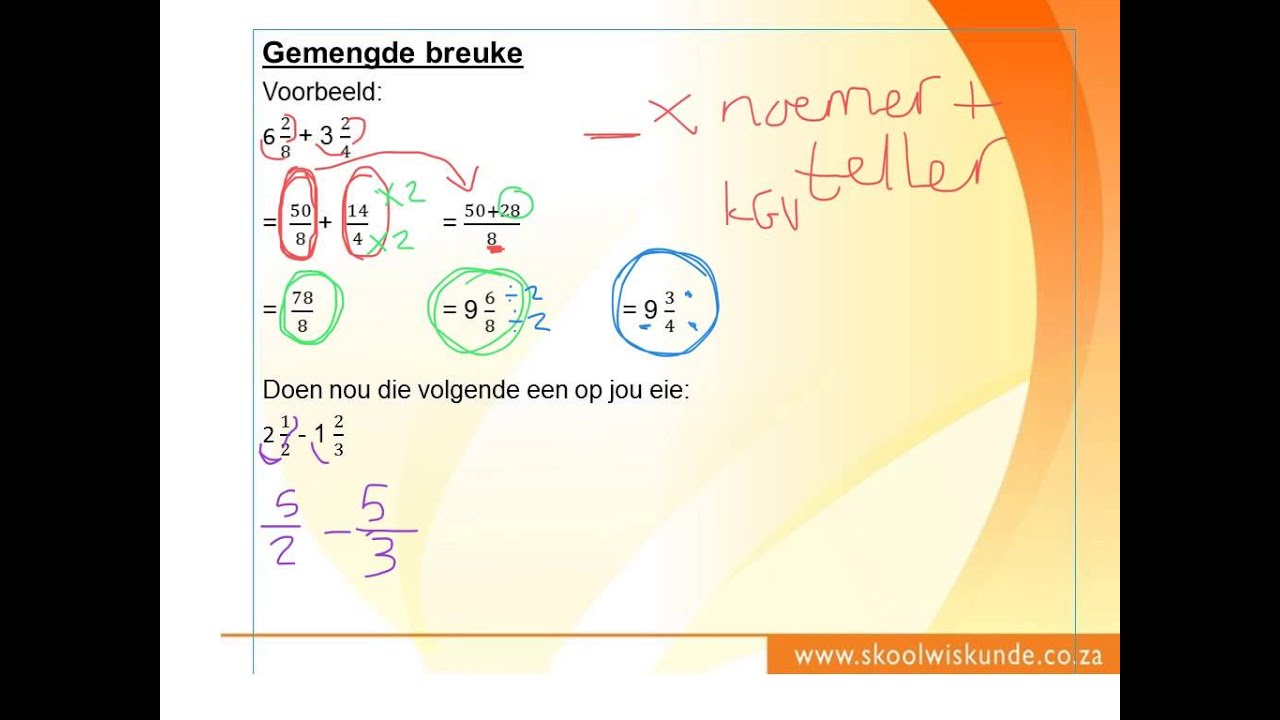 Graad 7 Gemengde breuke - YouTube