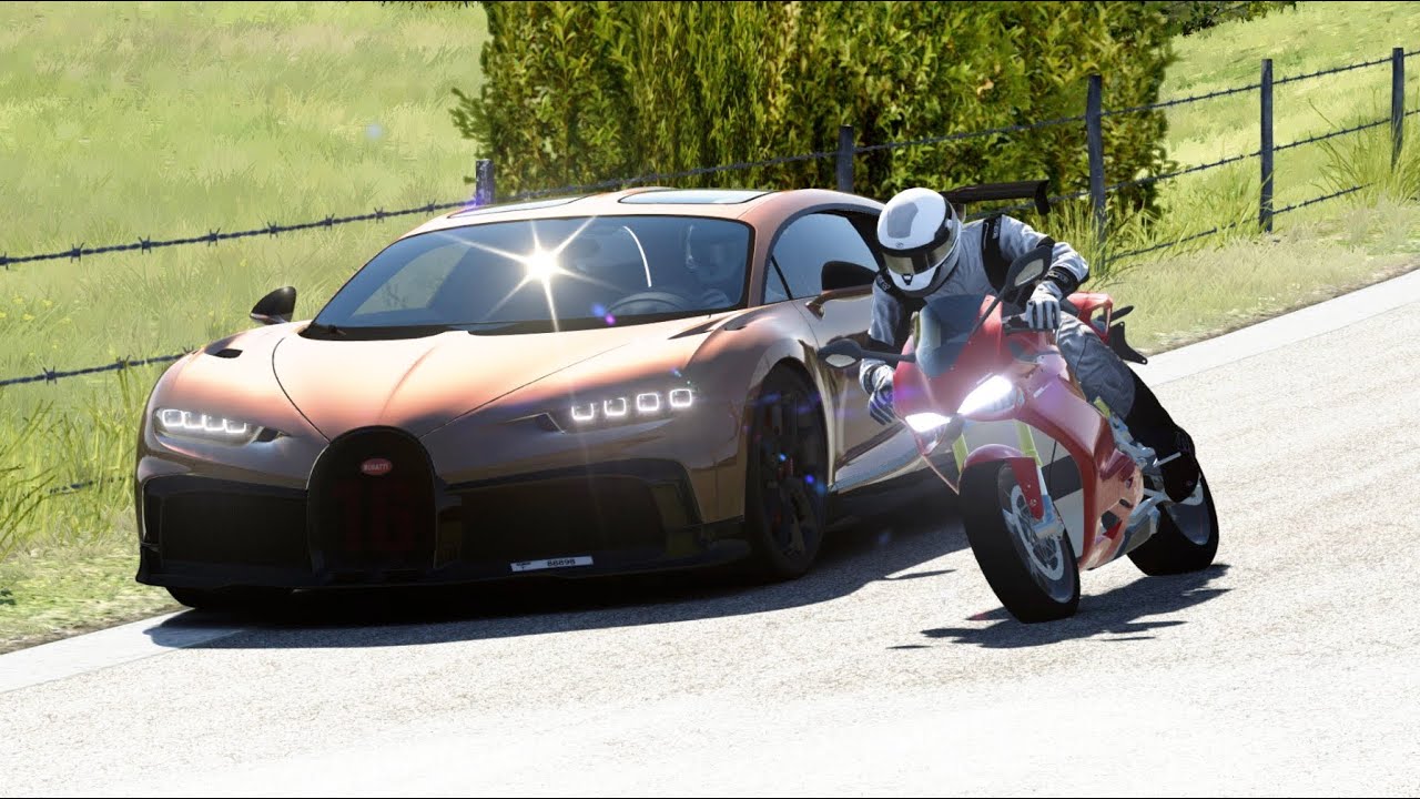 Ducati Panigale 1299 S vs Bugatti Chiron Pur Spor, Suzuki GSX 750 ...