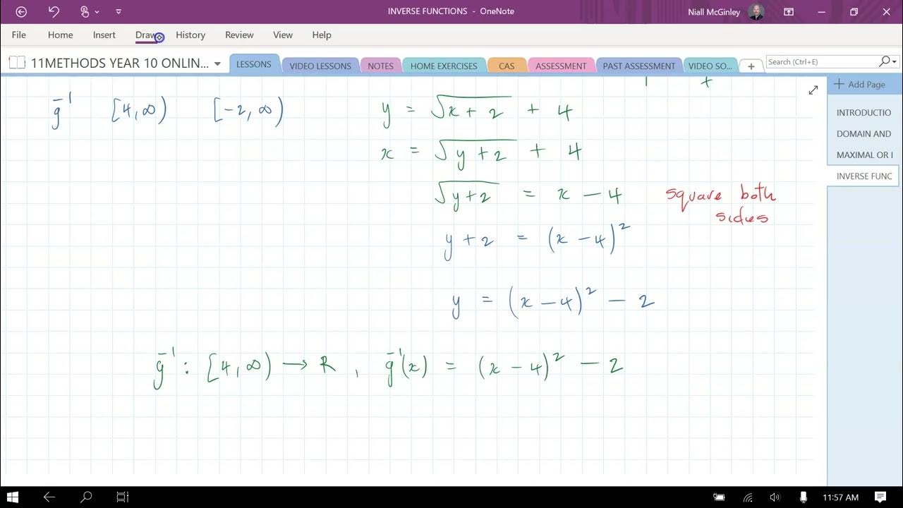 VIDEO 3 FINDING INVERSE FUNCTIONS & POINT OF INTERSECTION - YouTube