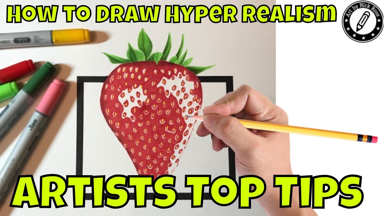 How to draw a Realistic Strawberry|How to draw Hyper Realistic art ...