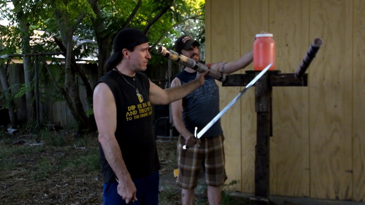New Test Dummy Idea First Sword Cutting Experiments! - YouTube