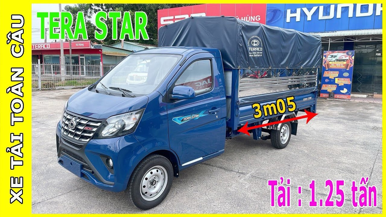 Xe tải teraco STAR tải 1 tấn 25, thùng dài 3m05 giá rẻ giao ngay - YouTube