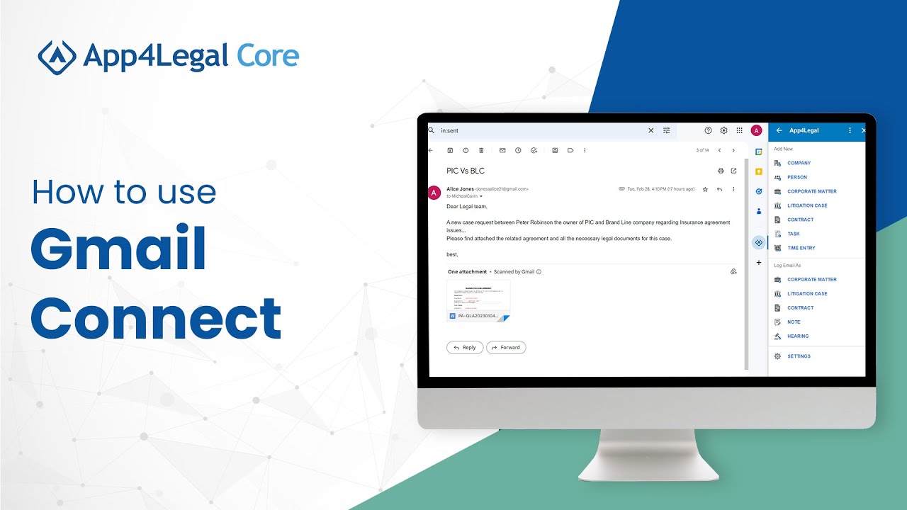 How to Use Gmail Connect with App4Legal - YouTube
