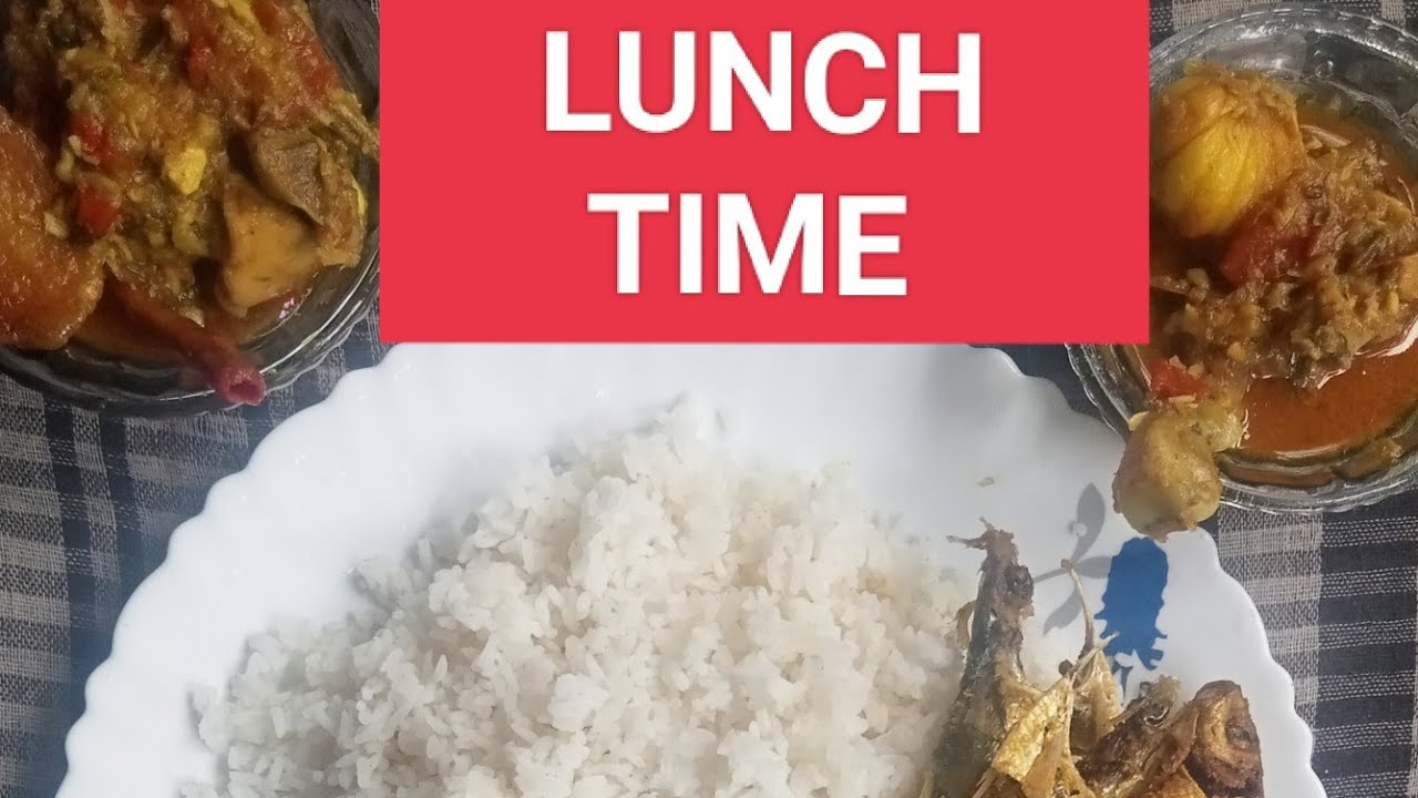 EATING SHOW=CHICKEN CURRY LOTKA FISH CURRY FISH FRY WHITE RICE SALAD 🥗🥗 ...