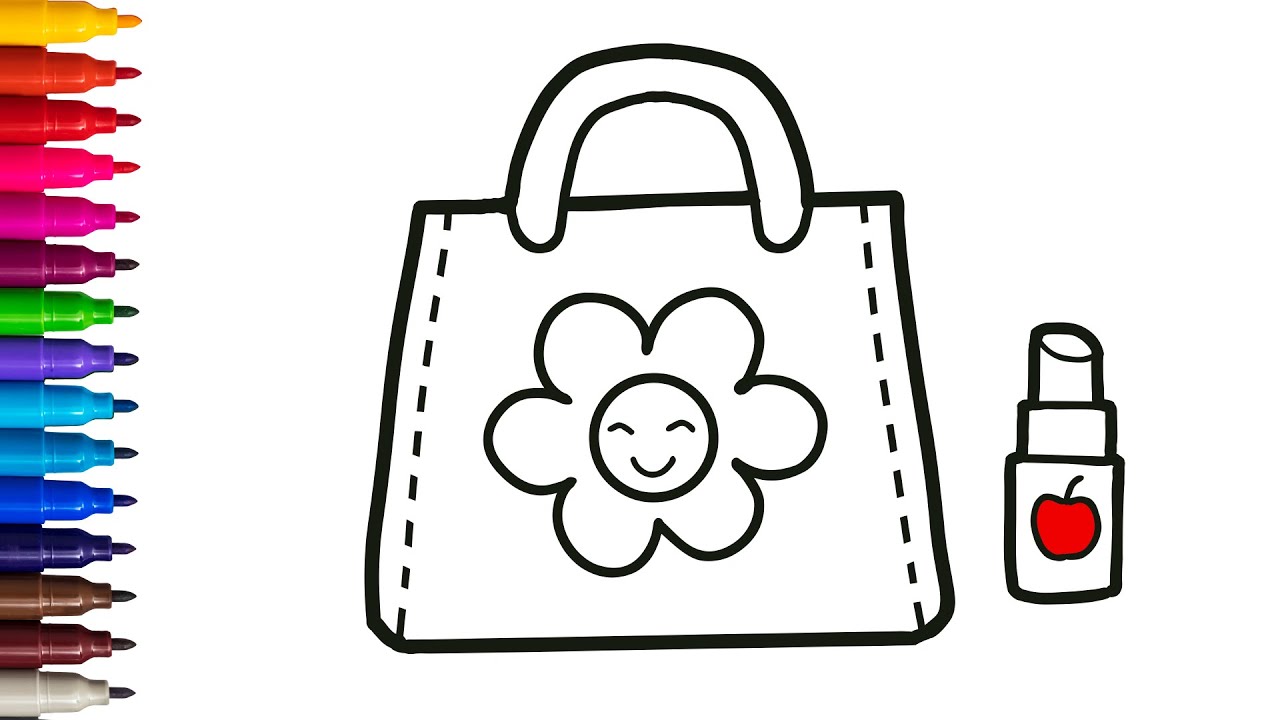 How to Draw Cute and Easy Bag Step by Step | Easy Drawing for Kids ...