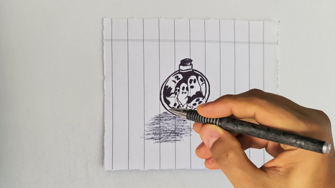 Ghost Drawing Easy 👻 | Ghost Bottled Drawing step by step | doodle ...