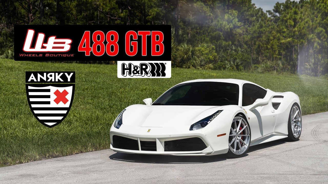 ANRKY WHEELS FERRARI 488 GTB WITH H&R SPRINGS - YouTube