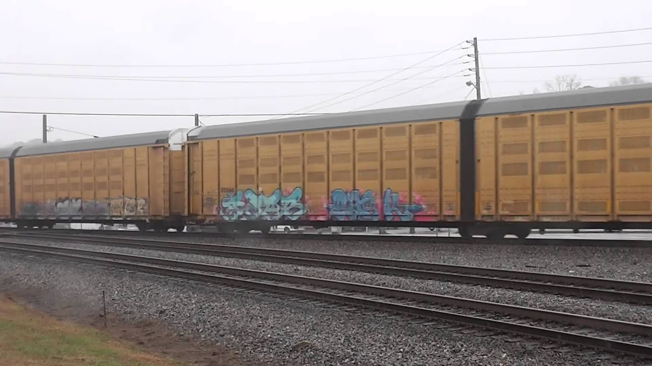 Union Pacific Eastbound Autorack Train(HD) Austell,Ga.12-3-2013 - YouTube
