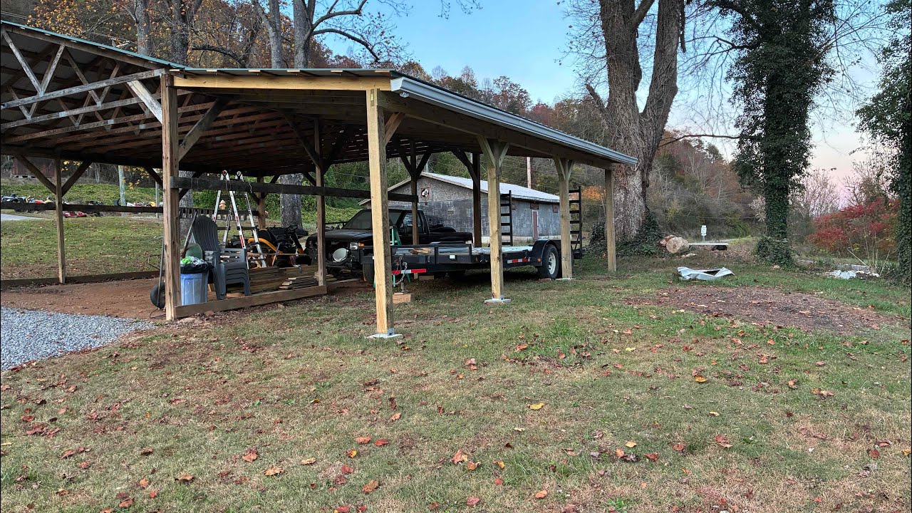 Building a pole barn addition part 4 drip edge, fascia, metal roofing ...