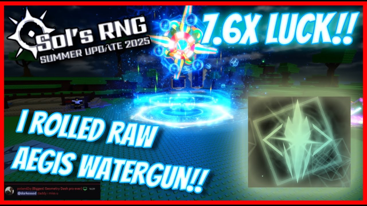 I ROLLED AEGIS WATER GUN RAW WITH ONLY 7X LUCK.. | Roblox Sol's RNG ...