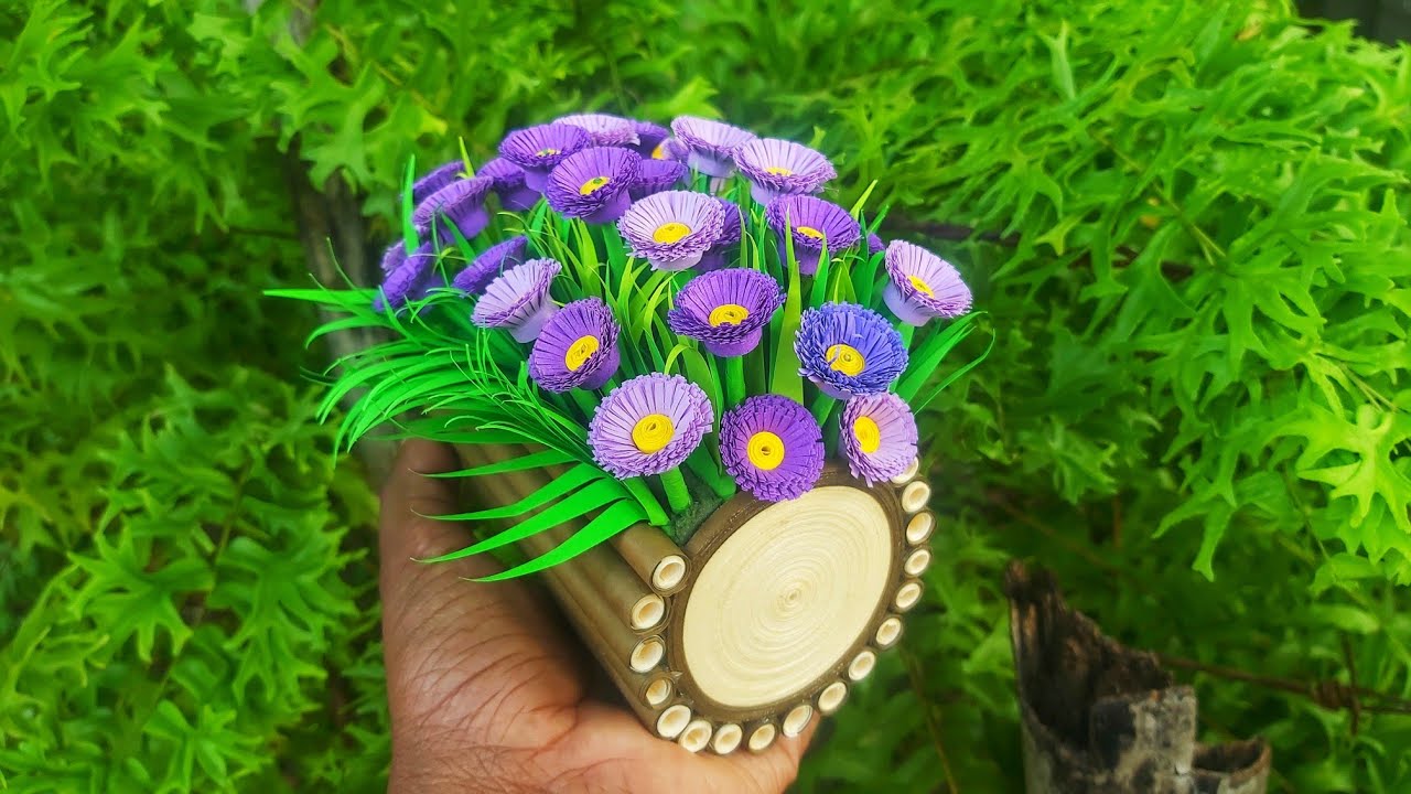 How to make tree trunk flower pot with paper quilling | Ayo's quilling ...