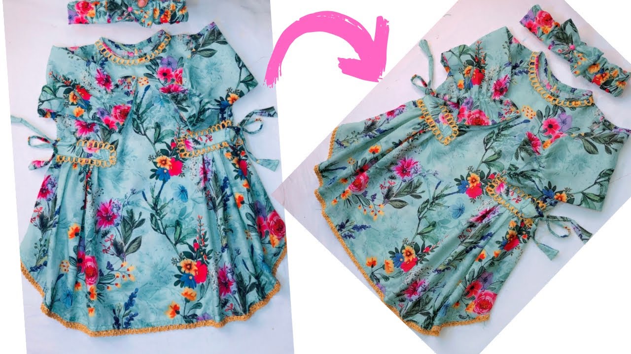 Side Plated baby Frock Cutting and Stitching with gol Daman baby frock ...