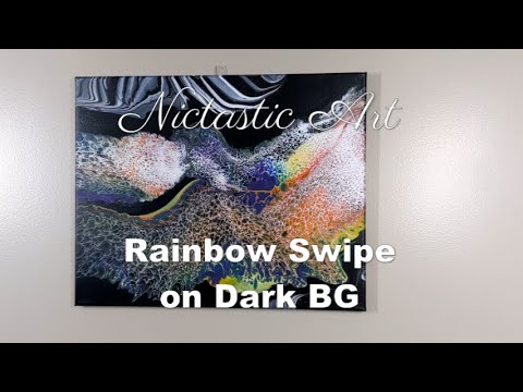 Rainbow Swipe on black - Acrylic pour painting - YouTube