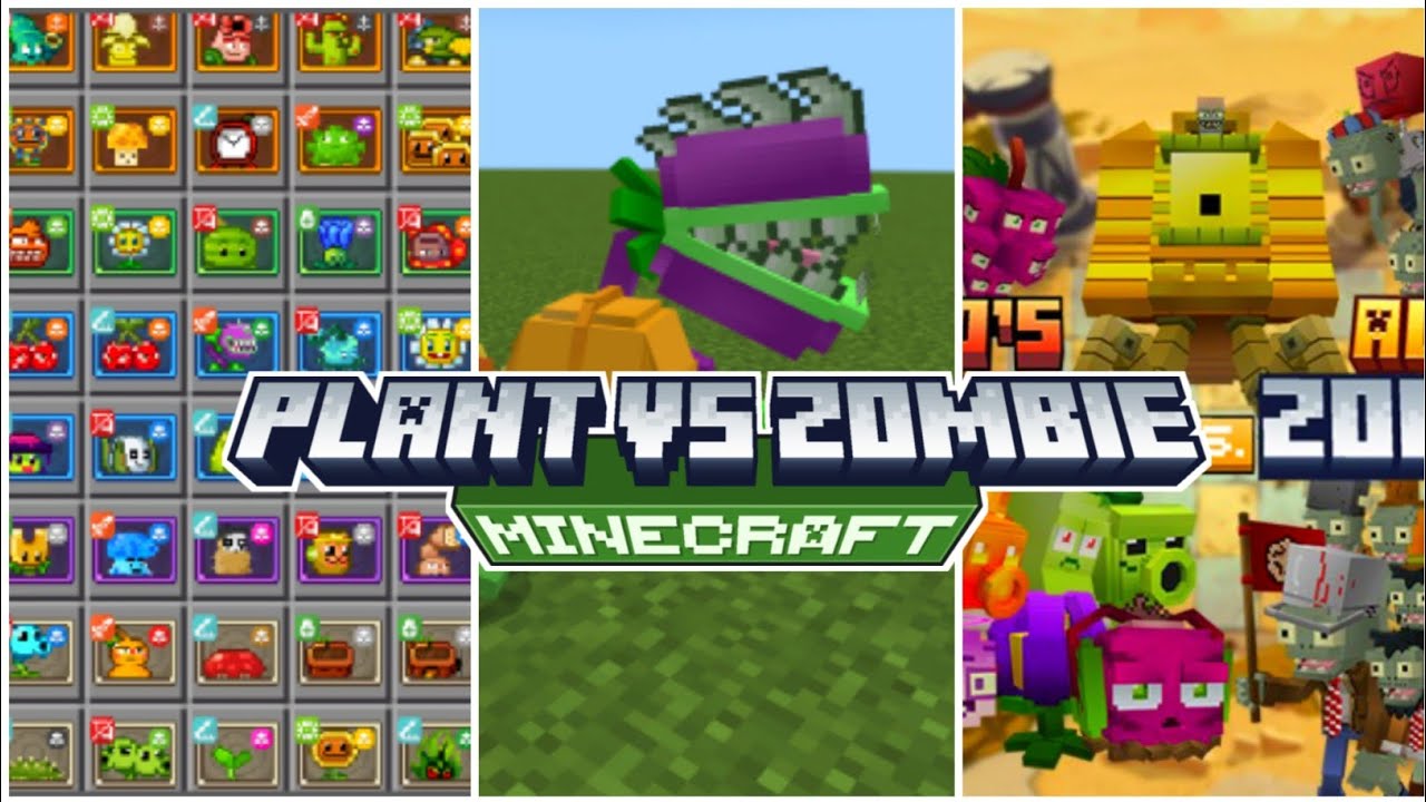 380+ New item & New Mobs | Plant Vs Zombie Addon Minecraft - YouTube