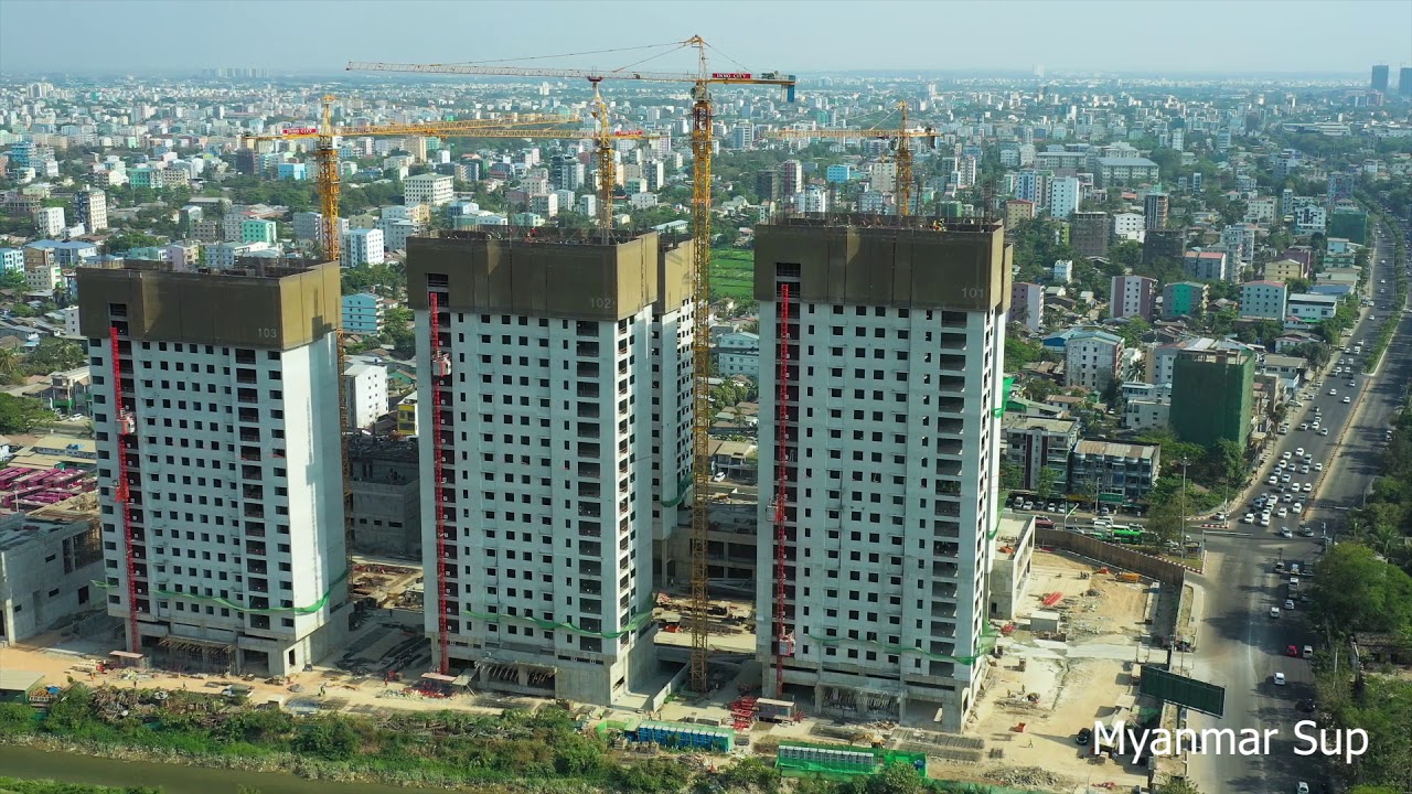 Inno City Yangon work in progress February 2020. Yangon drone video ...