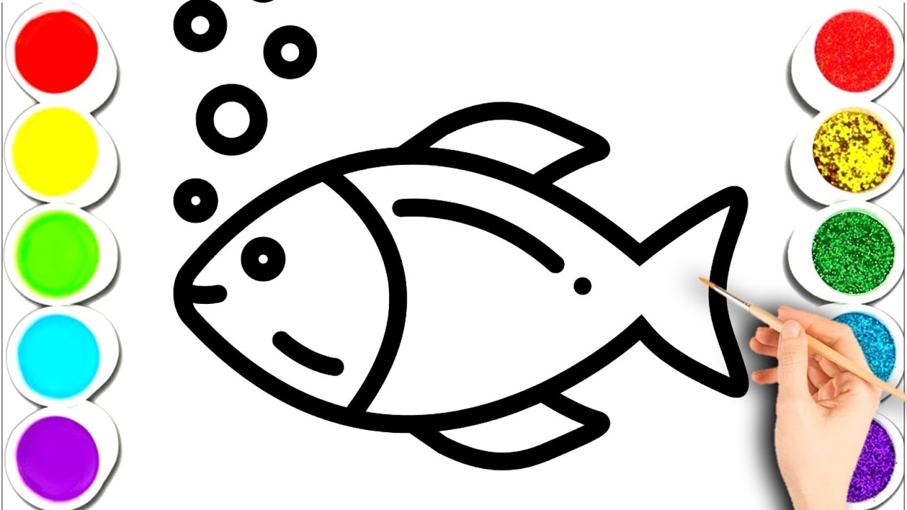 Cute and Easy Fish Drawing, Painting, Coloring for Kids and Toddlers ...