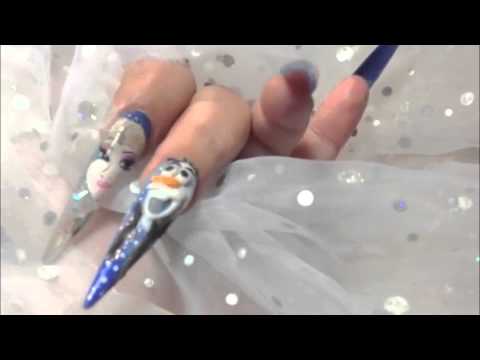 FROZEN Nail Art using Gelish & Harmony Reflections Acrylic - YouTube