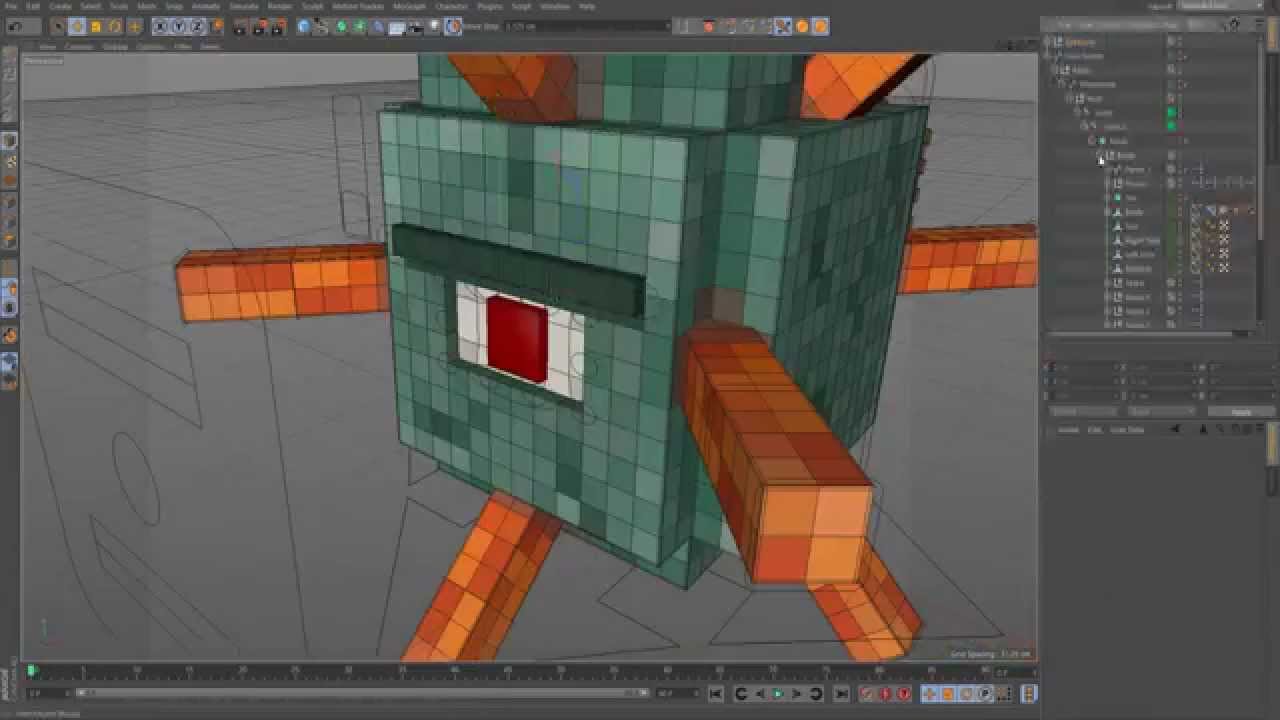 Minecraft guardian mob speed rigging c4d - YouTube