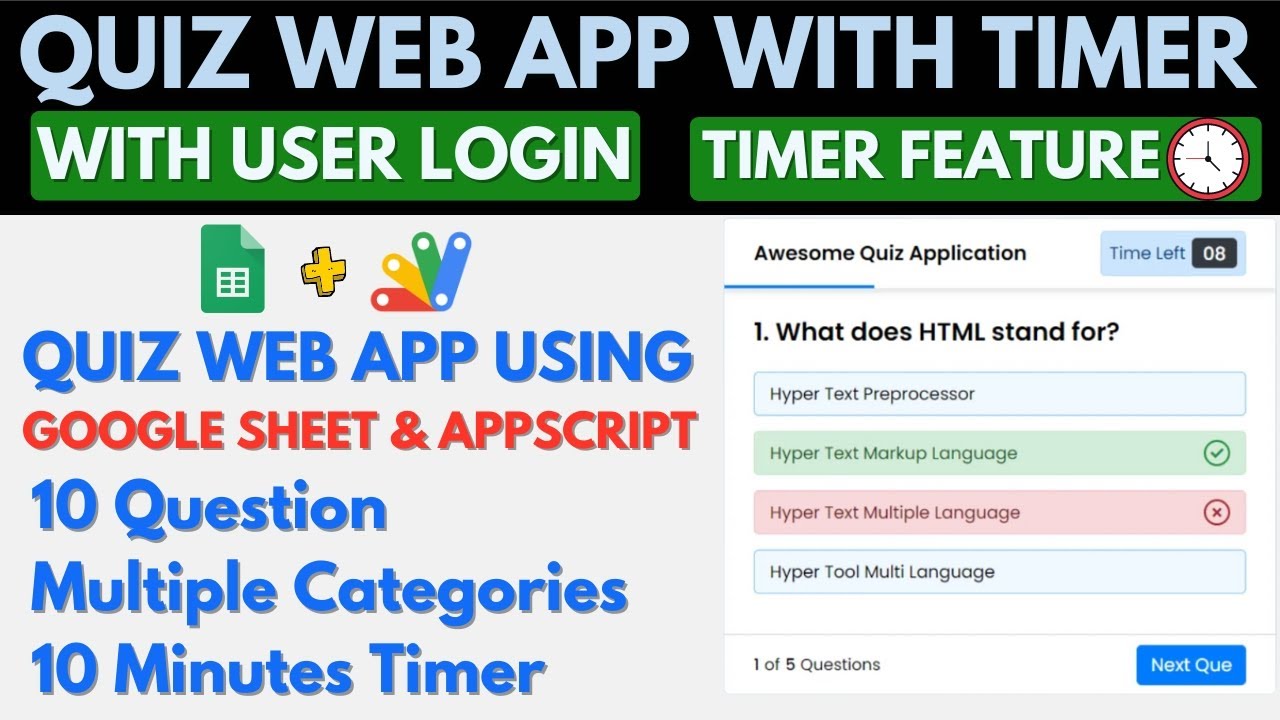 Time-Based Quiz Web App with Using Google Sheet and Apps script | B15 ...