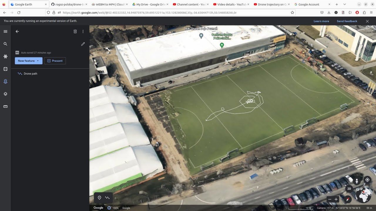 Drone trajectory on Google earth - YouTube