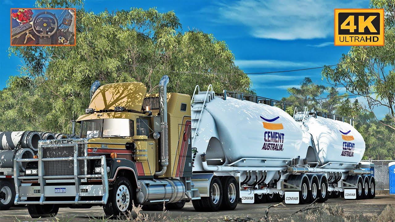 ATS Gameplay 4K + wheel cam | Mack Superliner w/ Mack E9 V8 in ...