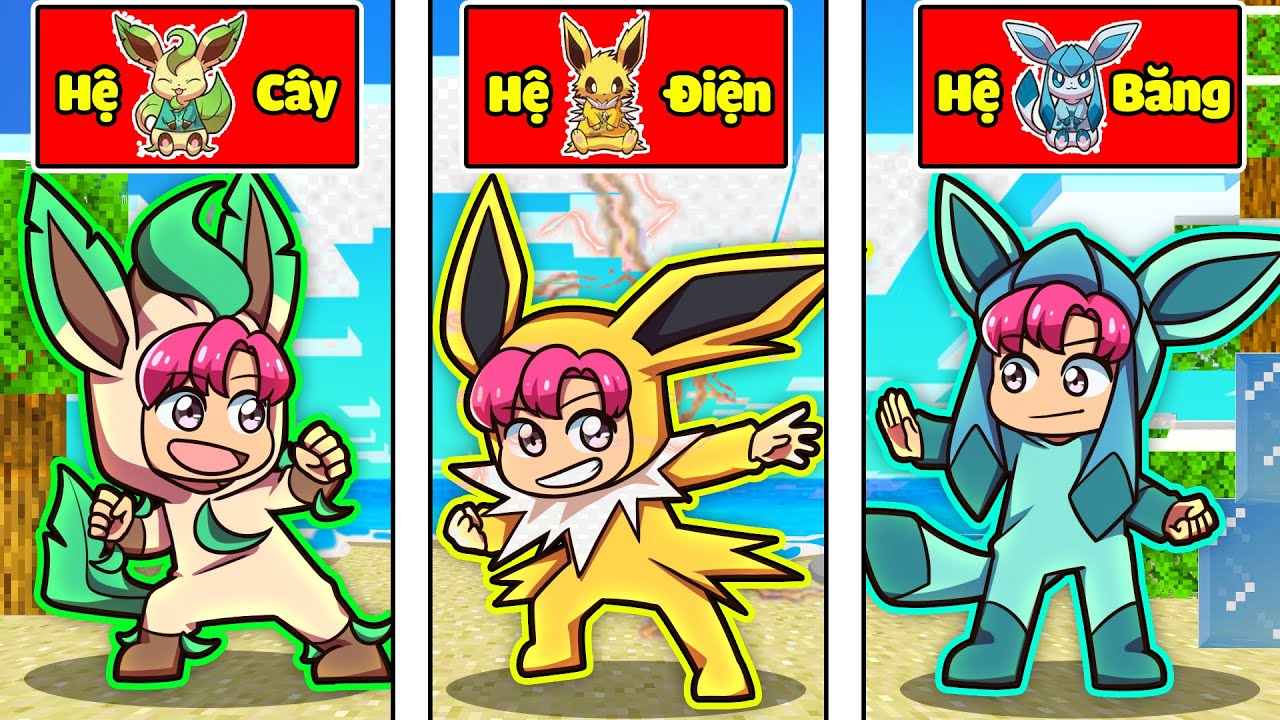 HIHA EM BÉ EEVEE NÂNG CẤP HỆ CÂY ĐIỆN VÀ BĂNG TRONG MINECRAFT*EM BÉ ...
