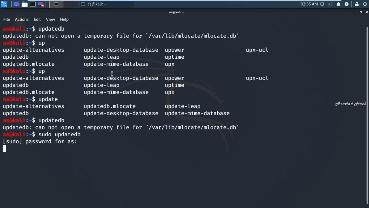 how to update local database using updatedb command in kali - YouTube