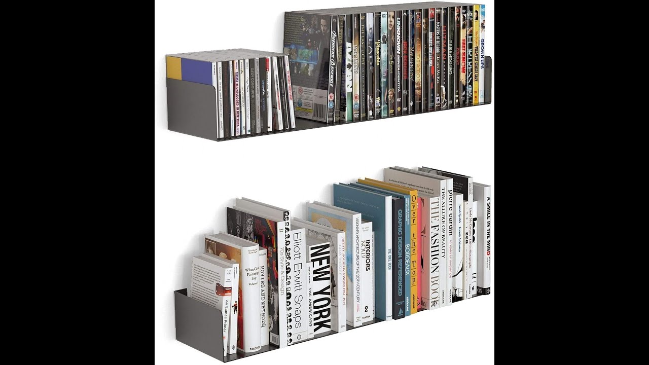 Livzing 24" Floating Heavy Metal Book Shelf–Wall Mount Rack–CD DVD ...