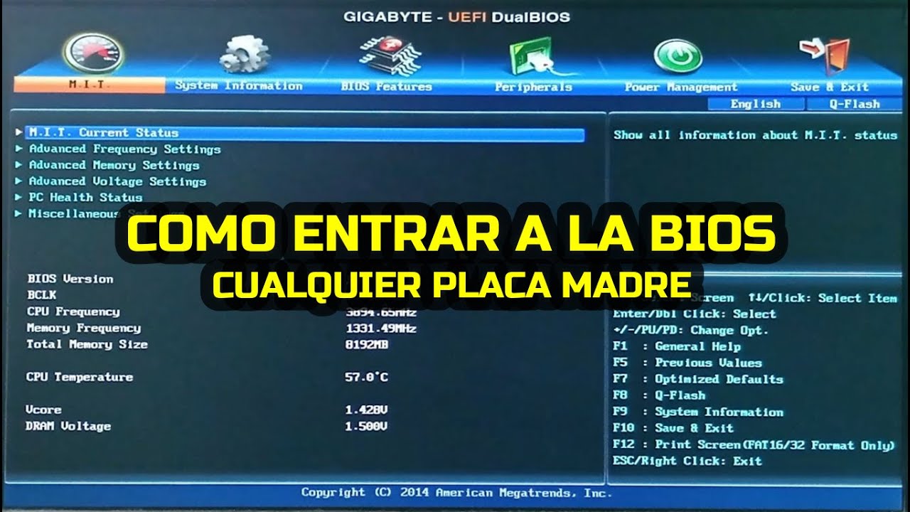 Cómo entrar a la BIOS - Cualquier placa madre - YouTube