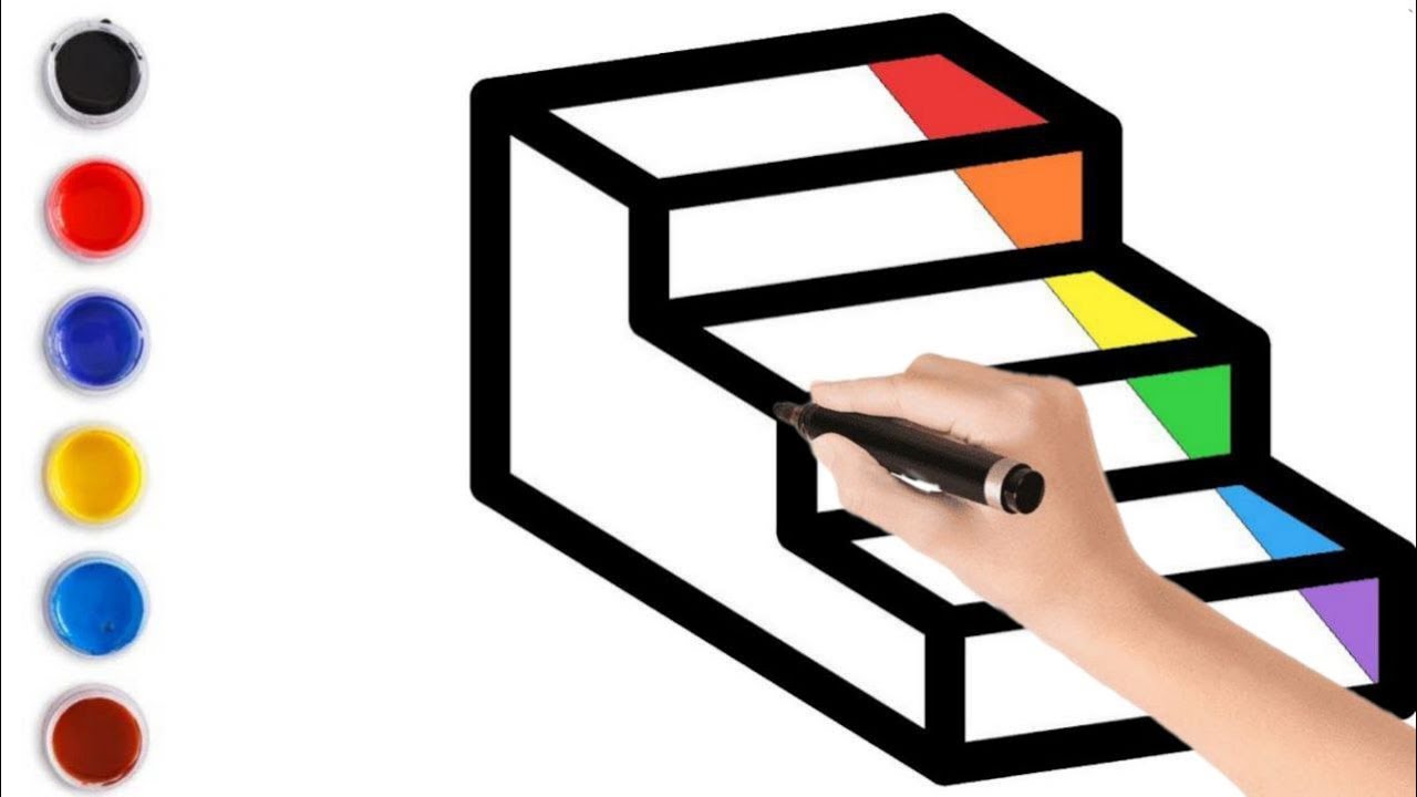 How to Draw 3D Steps Easy ! Drawing For Kids! Draw Steps Step by Step ...