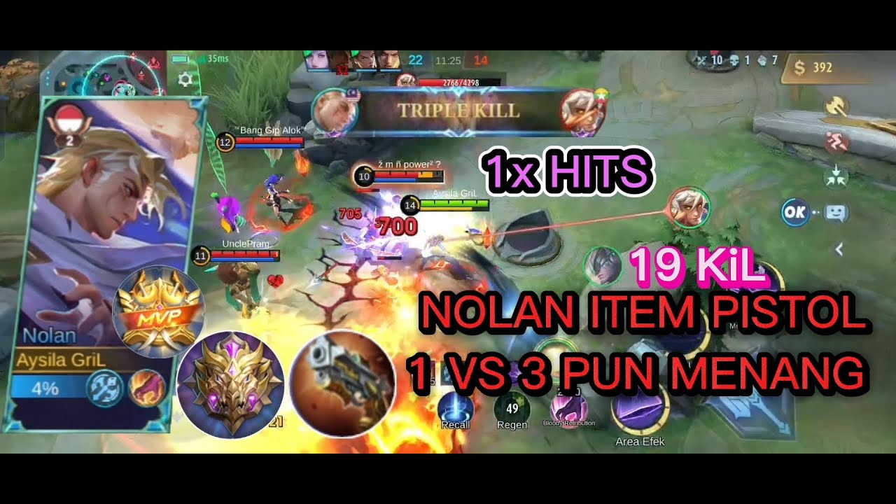 NEW NOLAN ITEM PISTOL 1 VS 3 MENANG BUILD TERSAKIT NOLAN MOBILE LEGENDS ...