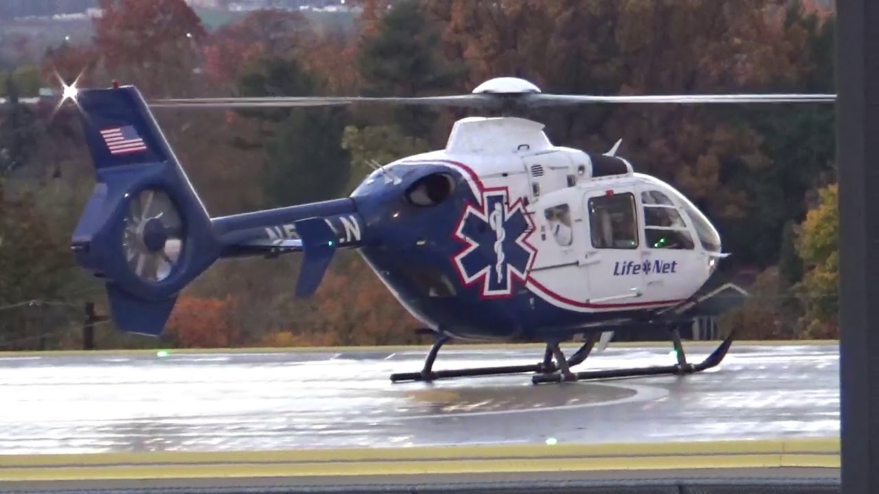 LifeNet 81 N531LN lift off from Wellspan York Hospital - YouTube