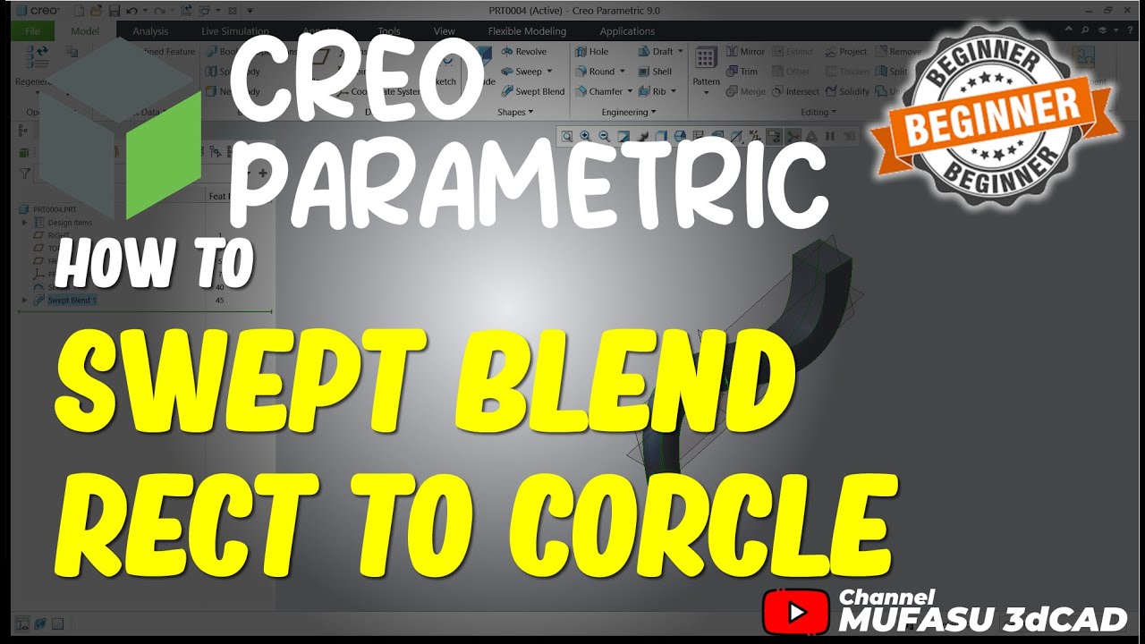Creo How To Swept Blend Rectangle To Circle - YouTube