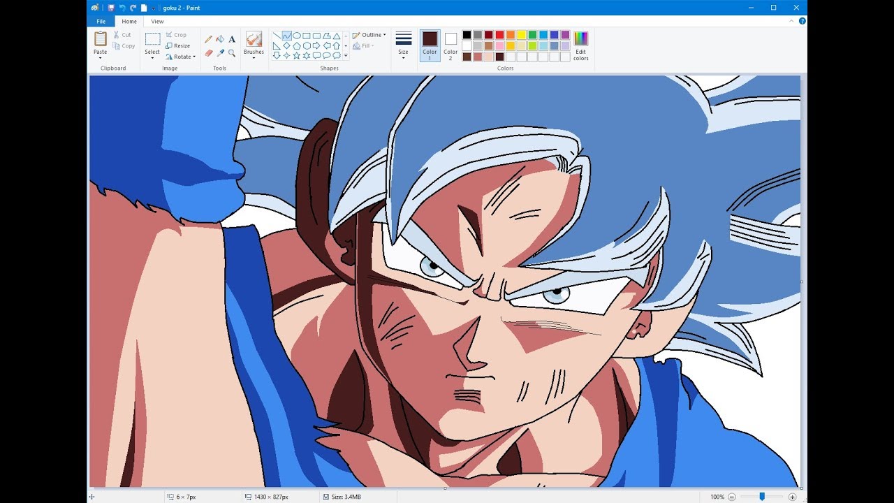 Speed Drawing Goku Mastered Ultra Instinct in Paint - YouTube
