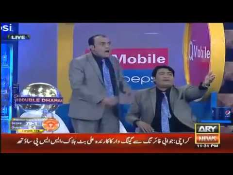 Pakistani TV Host fighting with Comedians on Live PSL show  Umar Sharif speechless