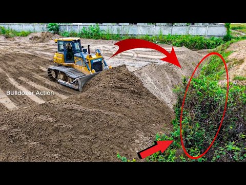 Wonderful update project!! SHANTUI DH17 Bulldozer pushing sand fill the huge size flooded forest ...