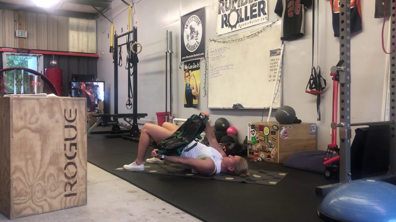 Sandbag Iso Hip Bridge with Alt Chop - YouTube