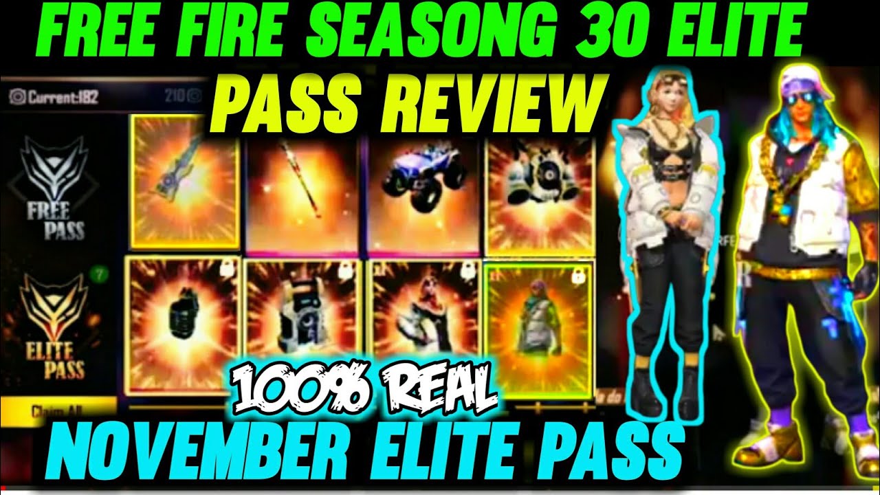 Free Fire Season 30 Elite Pass Full Review || November Elite pass Full ...