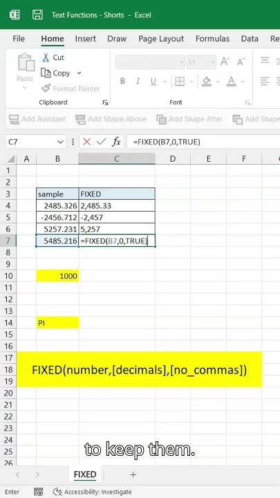 Master the FIXED() function in Excel! 🔢 #exceltips #excel #excelshorts ...