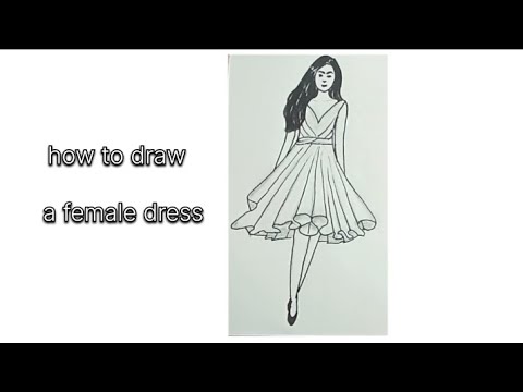 how to draw a lady with beautiful dress and style | girl drawing easy ...