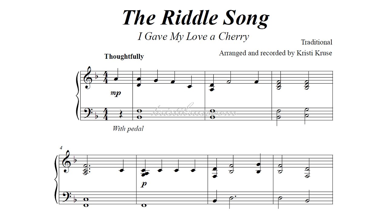 The Riddle Song 🍒 (I Gave My Love a Cherry) Piano Solo - YouTube