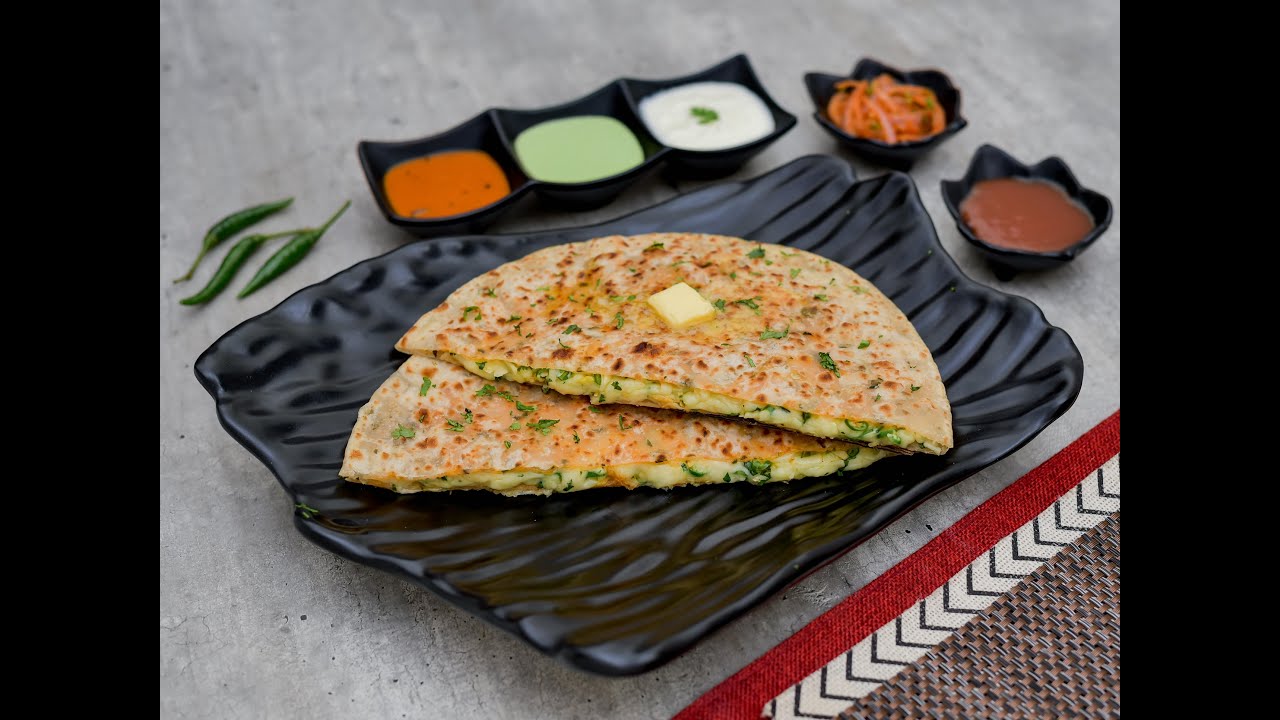 Garlic Cheese Chilli Paratha recipe - YouTube