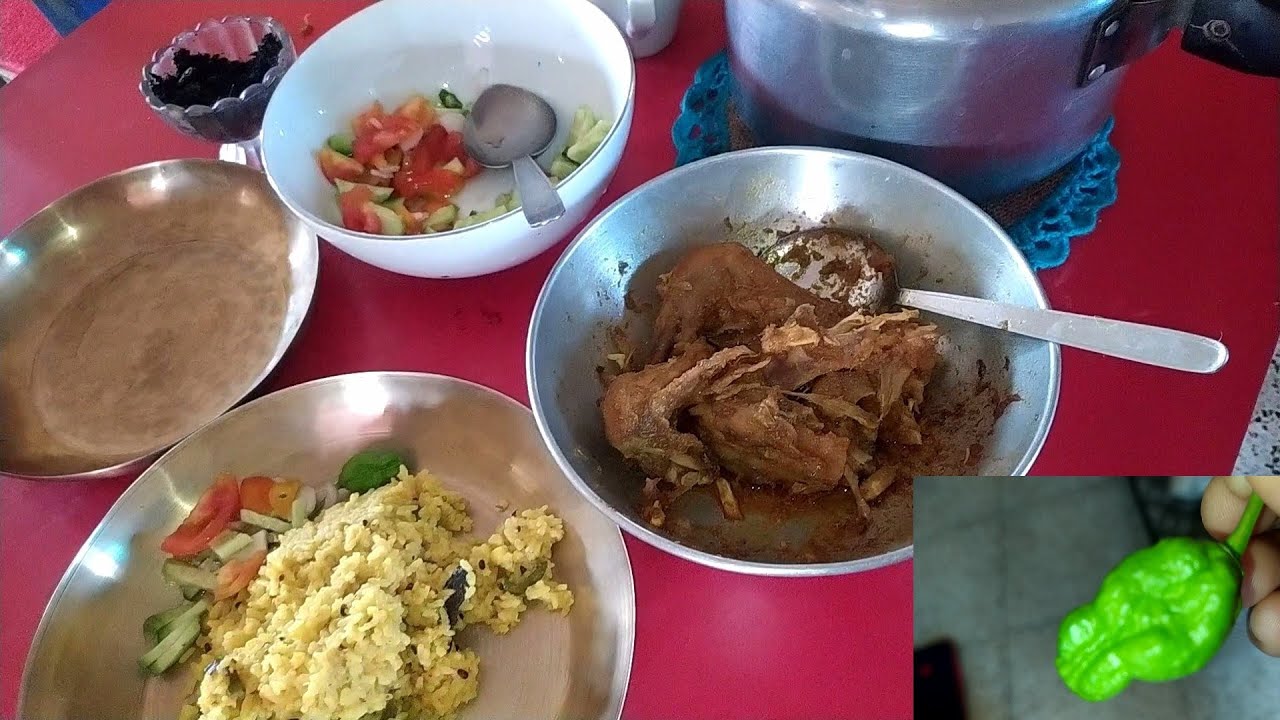 নিজের লাগানো গাছের বোম্বাই মরিচ দিয়ে সকালে গরম খিচুড়ি ও গোস দিয়ে ...