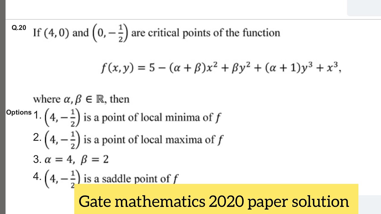 GATE Mathematics 2020 paper solution - YouTube